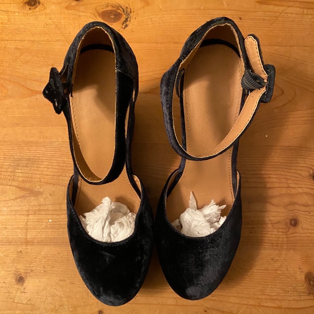 Asos Navy Blue Velvet Platform Wedges - Gem